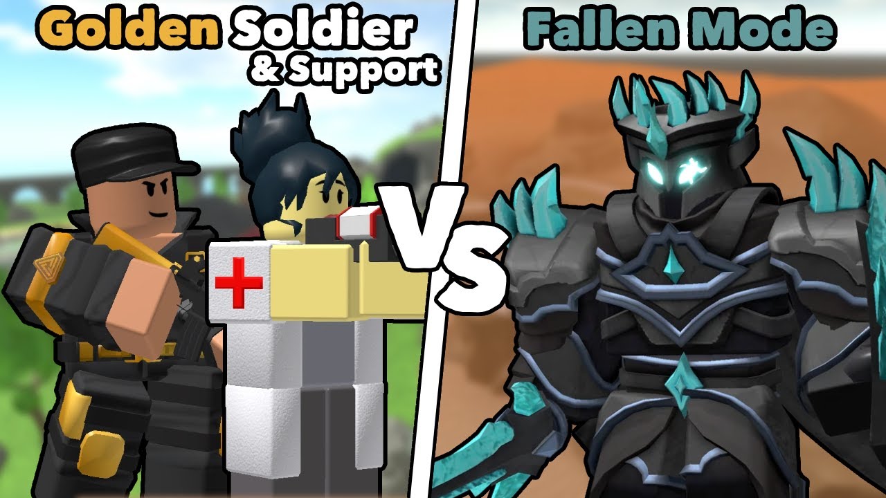 TDS Golden Soldier & Support VS. Fallen Mode | Tower Defense Simulator ...