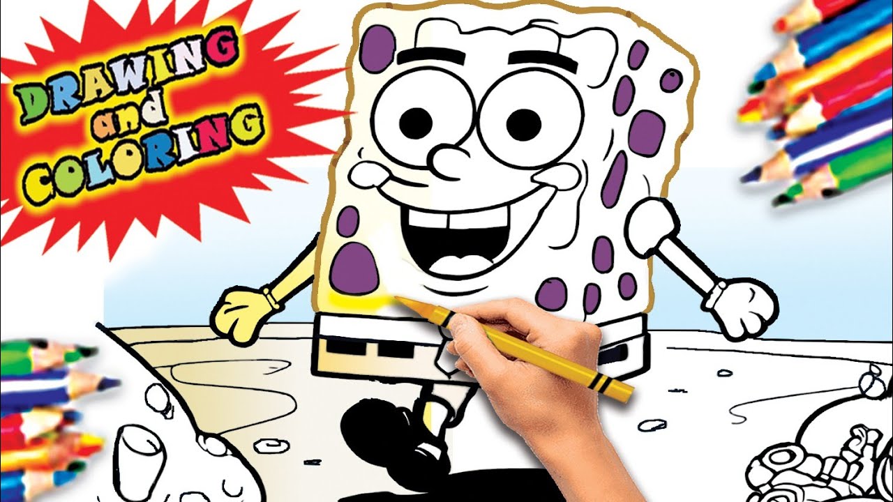 How to draw and color Spongebob Squarepants Running Fast 2 - YouTube