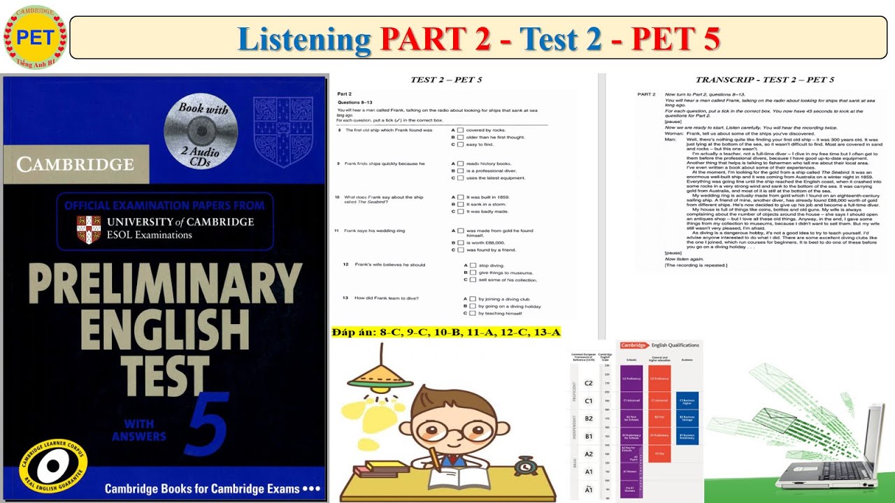 PET 5 Listening Part 2 Test 2 (Transcript + Key) - YouTube