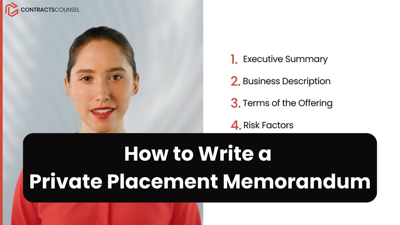 How to Write a Private Placement Memorandum [8 EASY steps] - YouTube