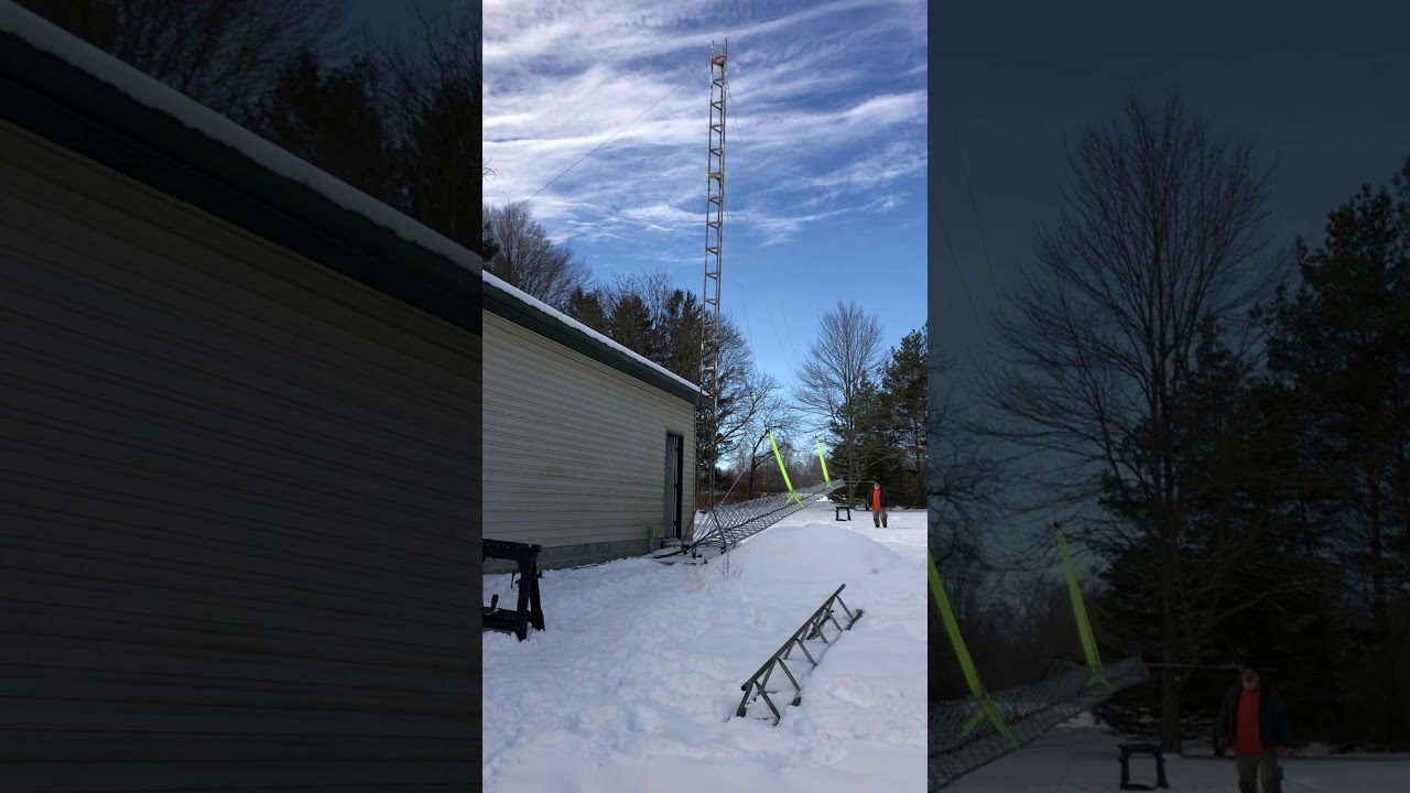 Universal Aluminum Tower 80 feet raising - YouTube