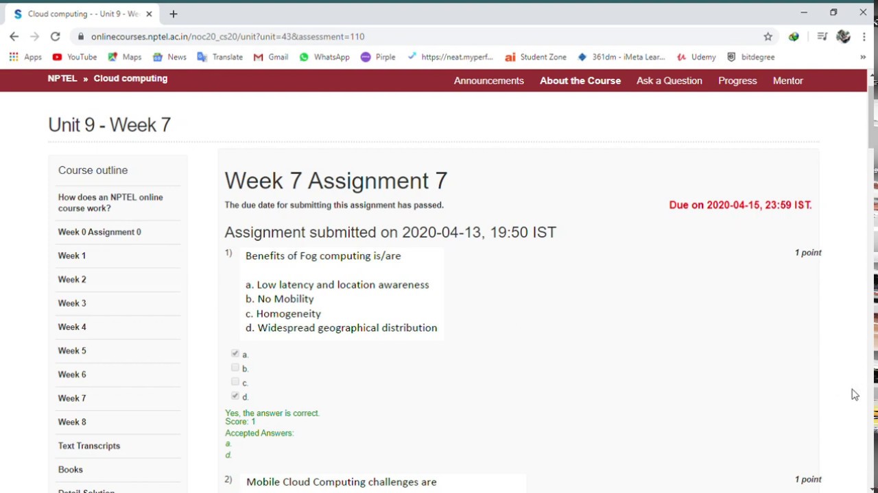 NPTEL - Cloud Computing Week-7 Assignment Solution 2020 - YouTube