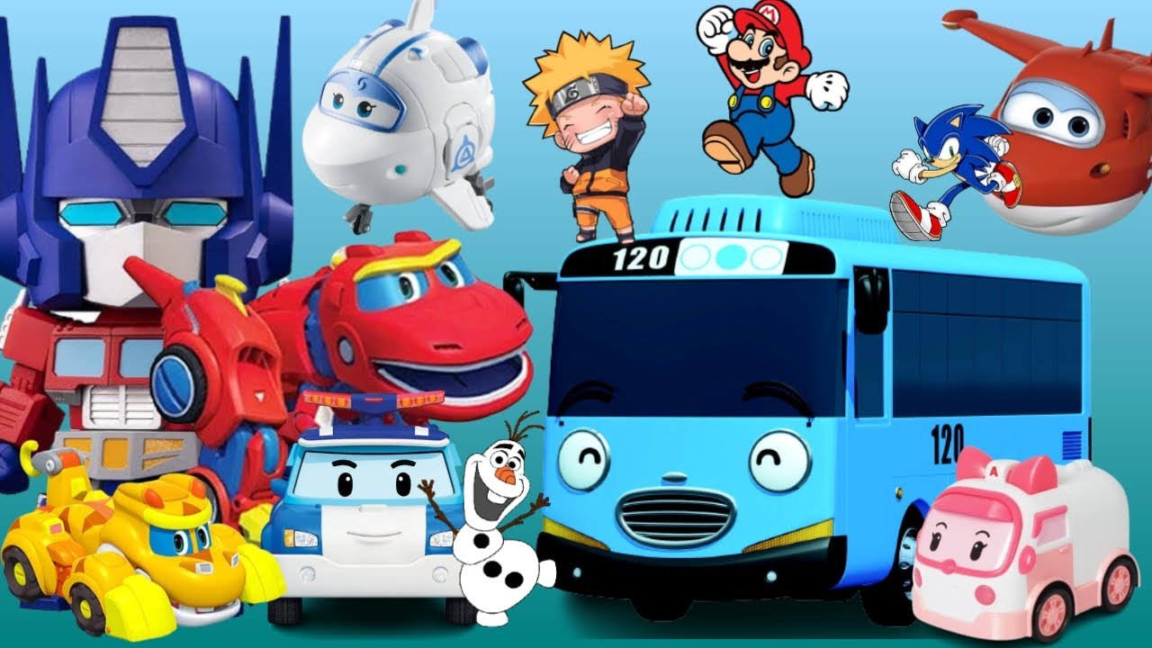 Tayo mencari Jett, Rex, Poli, Sonic, Mario Bros, Optimus Prime, Naruto ...