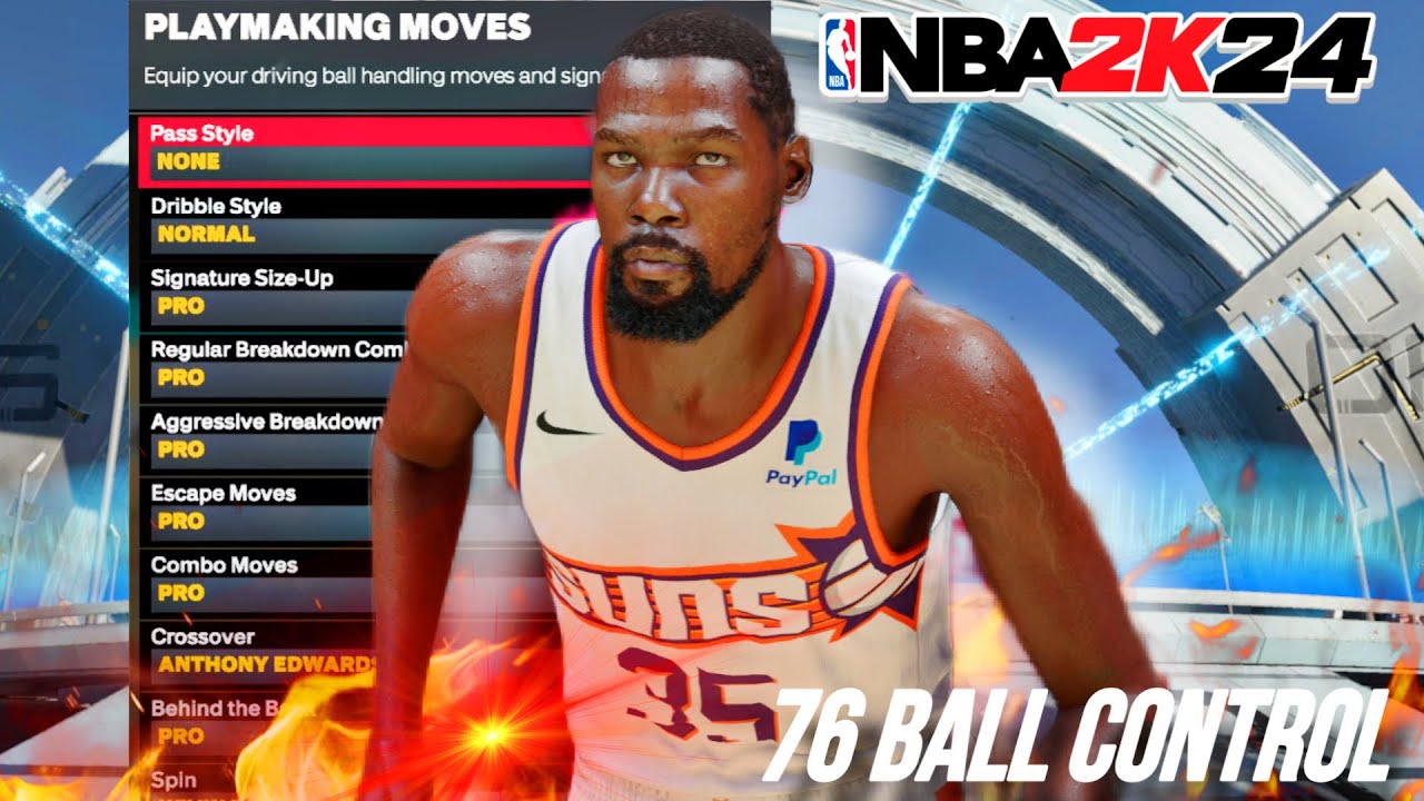 NBA 2k24 BEST DRIBBLE MOVES FOR 6'10 KEVIN DURANT BUILDS 76 BALL ...