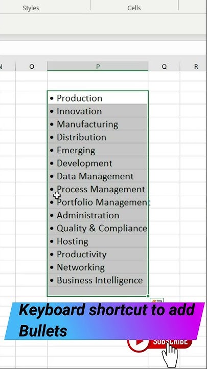 Can you add bullet points in excel using keyboard shortcuts ? - YouTube