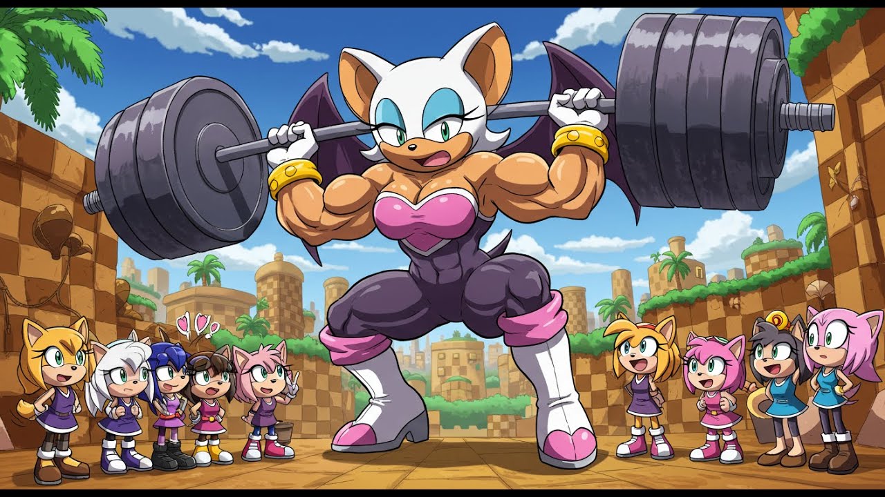 Sonic Rouge the Bat Furry Giantess Feet Muscle Mommy Lifting Weights ...