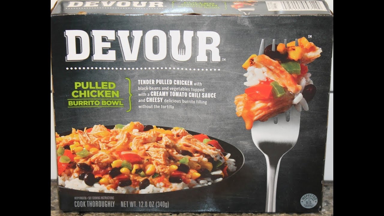 Devour: Pulled Chicken Burrito Bowl Review - YouTube