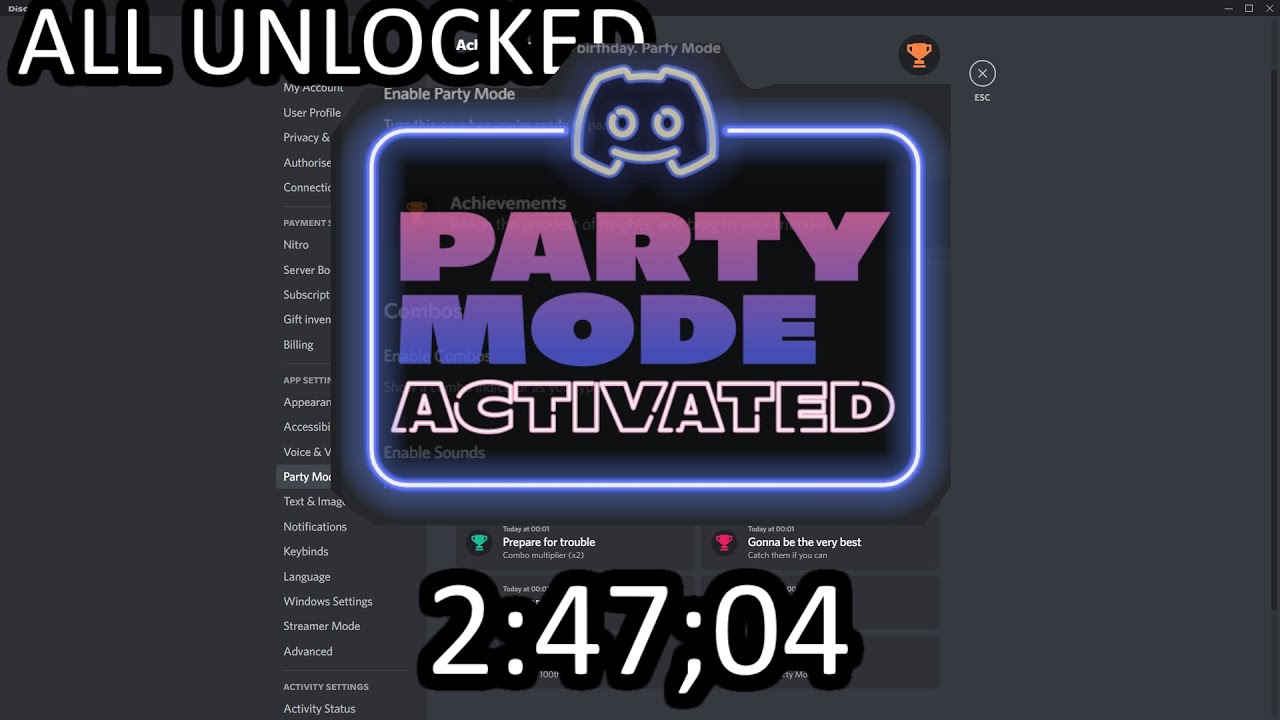 HOW TO GET ALL DISCORD PARTY MODE ACHIEVEMENTS | 2:47;04 SPEEDRUN - YouTube