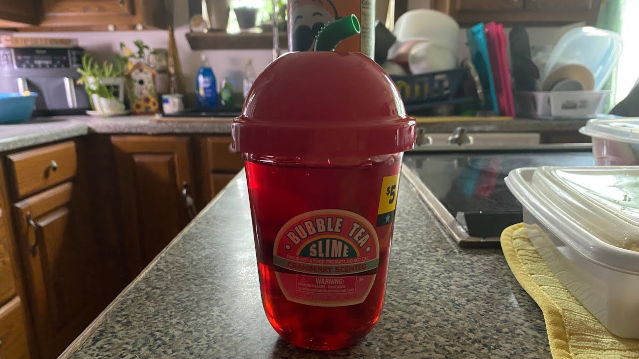 Playing with the Bubble Tea Slime Cranberry Scented | Slime Video - YouTube