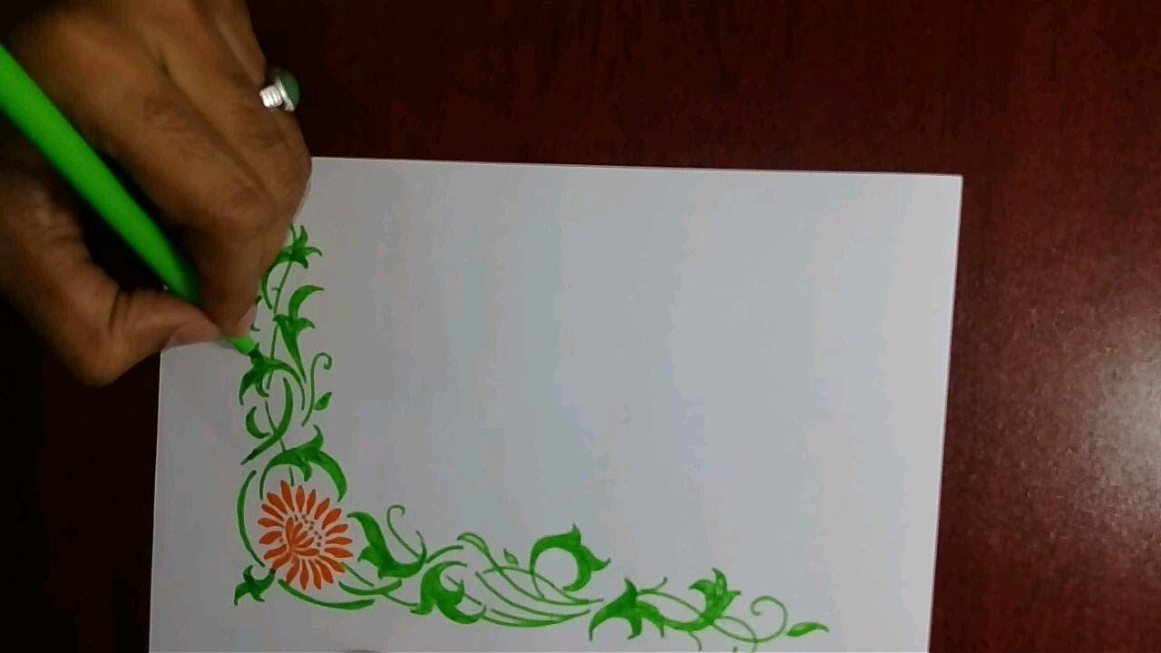 Corner design on paper step by step - YouTube