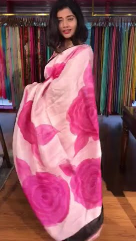 Pink Rosé Handpainted Silk Saree | Mirra Clothing - YouTube