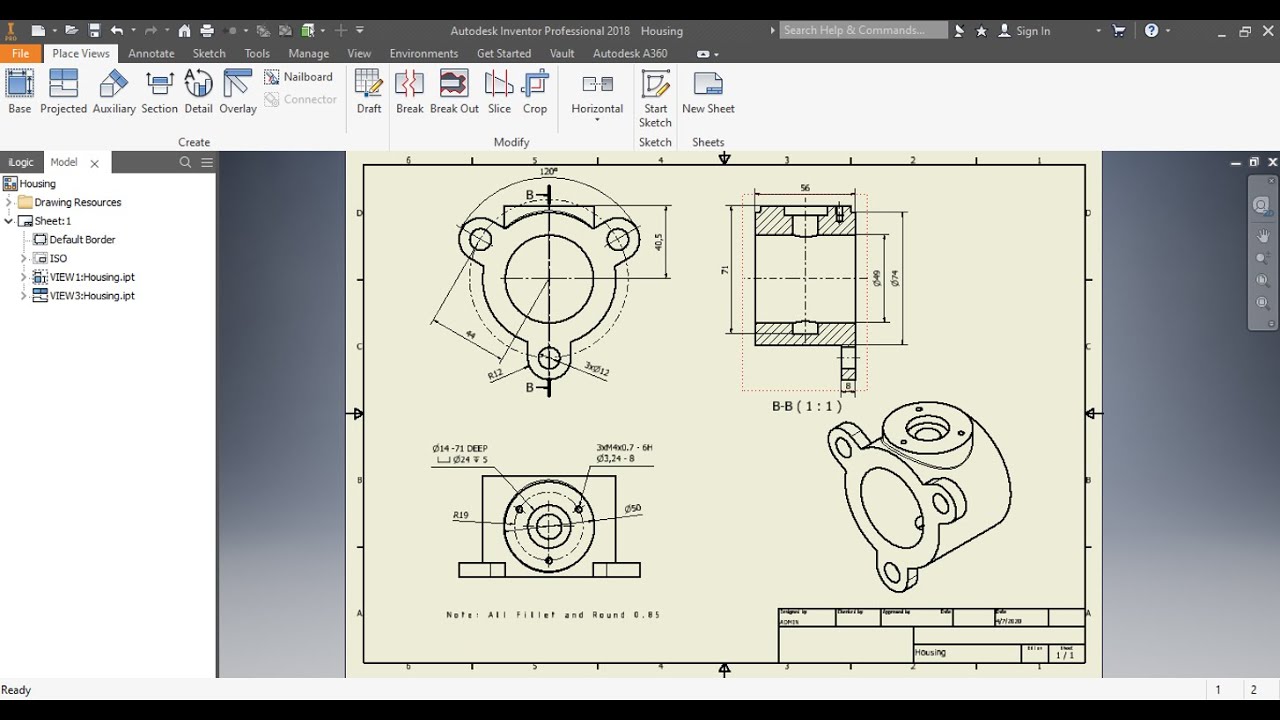 Autodesk Inventor - Creating a Drawing - YouTube
