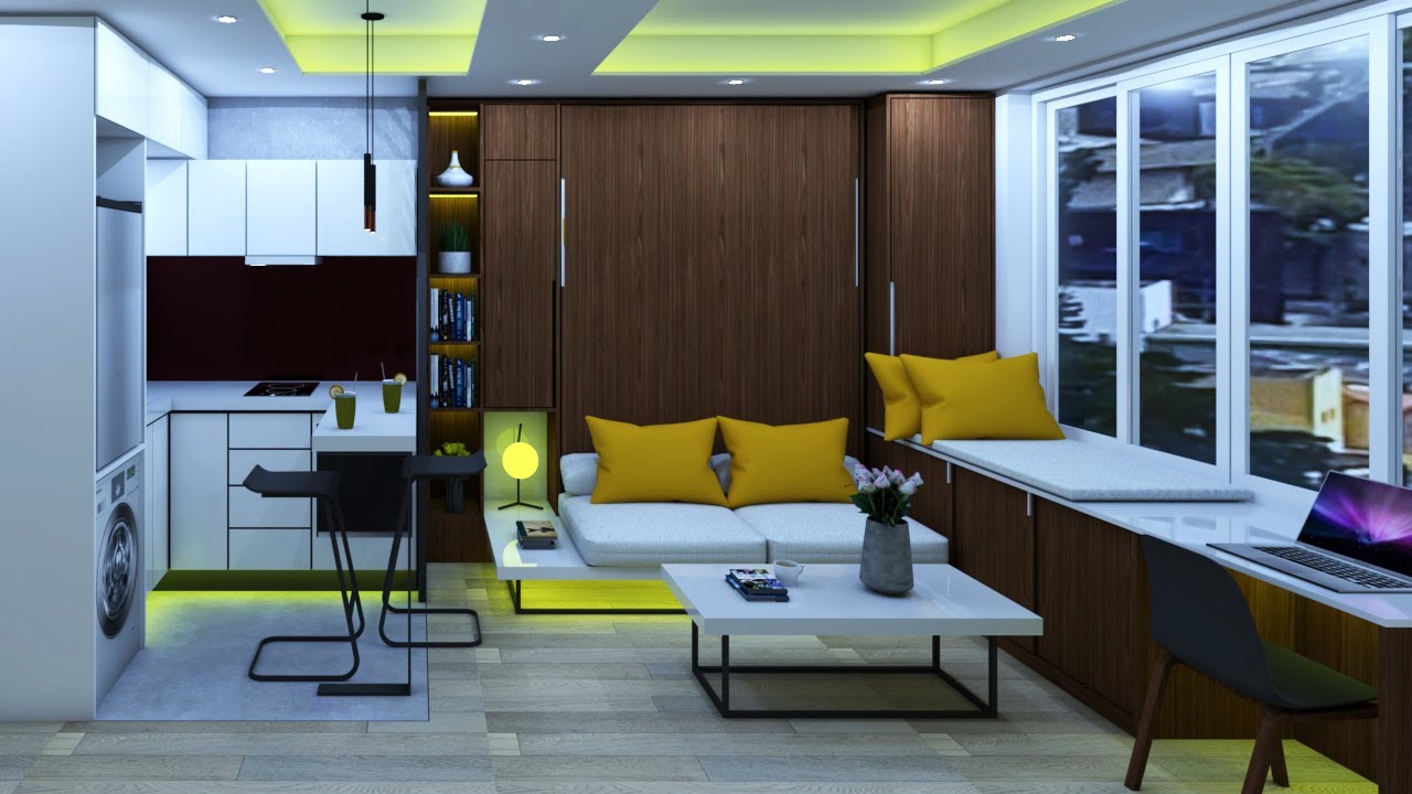 TINY APARTMENT 194sqft ( MICRO STUDIO APARTMENT 18sqm ) | SPACE SAVING IDEAS | NEVER SAY TOO ...