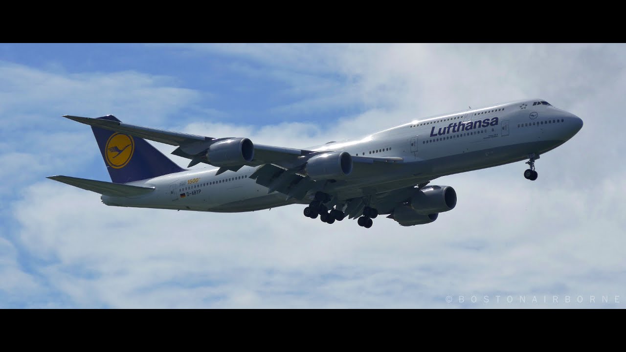 Lufthansa 1500th B747-8 + Emirates B777-31H(ER) @ Boston - YouTube