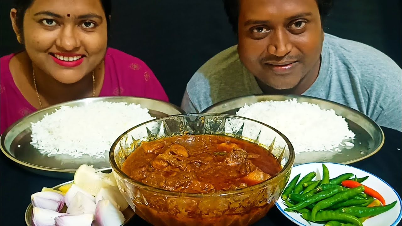 Chicken curry and rice eating । Eating show - YouTube