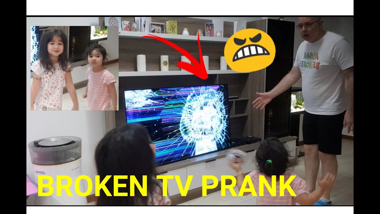 BROKEN TV PRANK ON MY DAD!!!!! ANGRY DAD!!!! Stefanie's World - YouTube