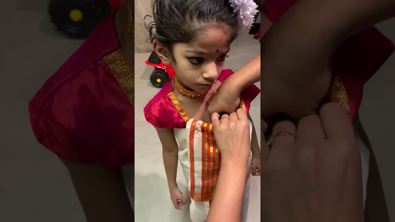 Draping Mundu (Kerala set mundu ) for kids - YouTube