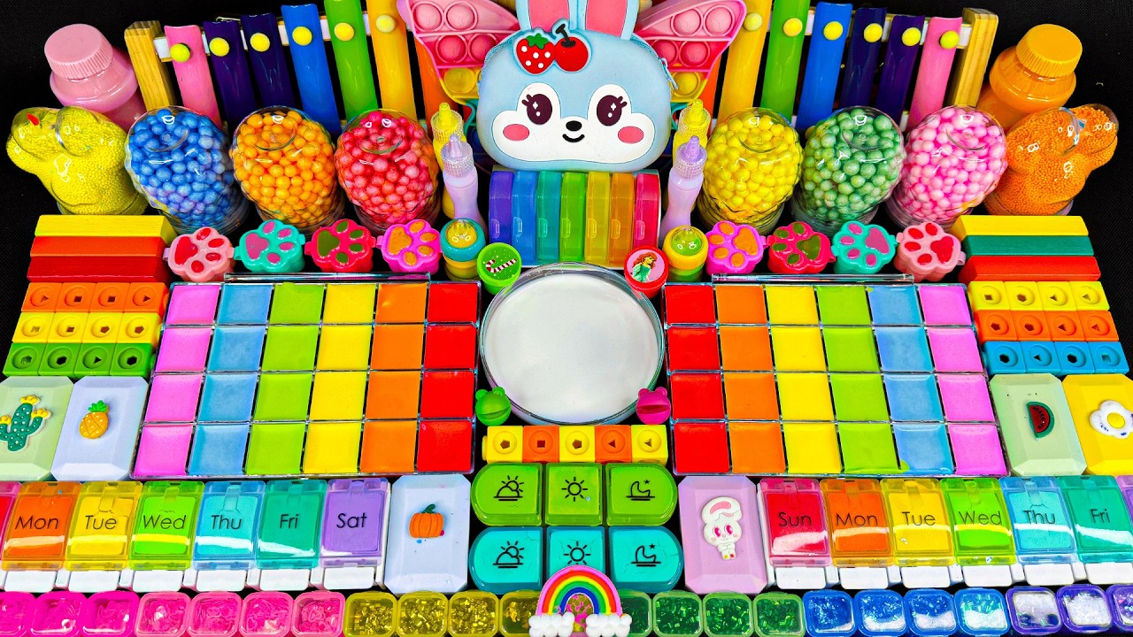 Satisfying DIY Slime ASMR 🌈Pop It Bunny Rainbow vs Glitter Slime | ASMR ...