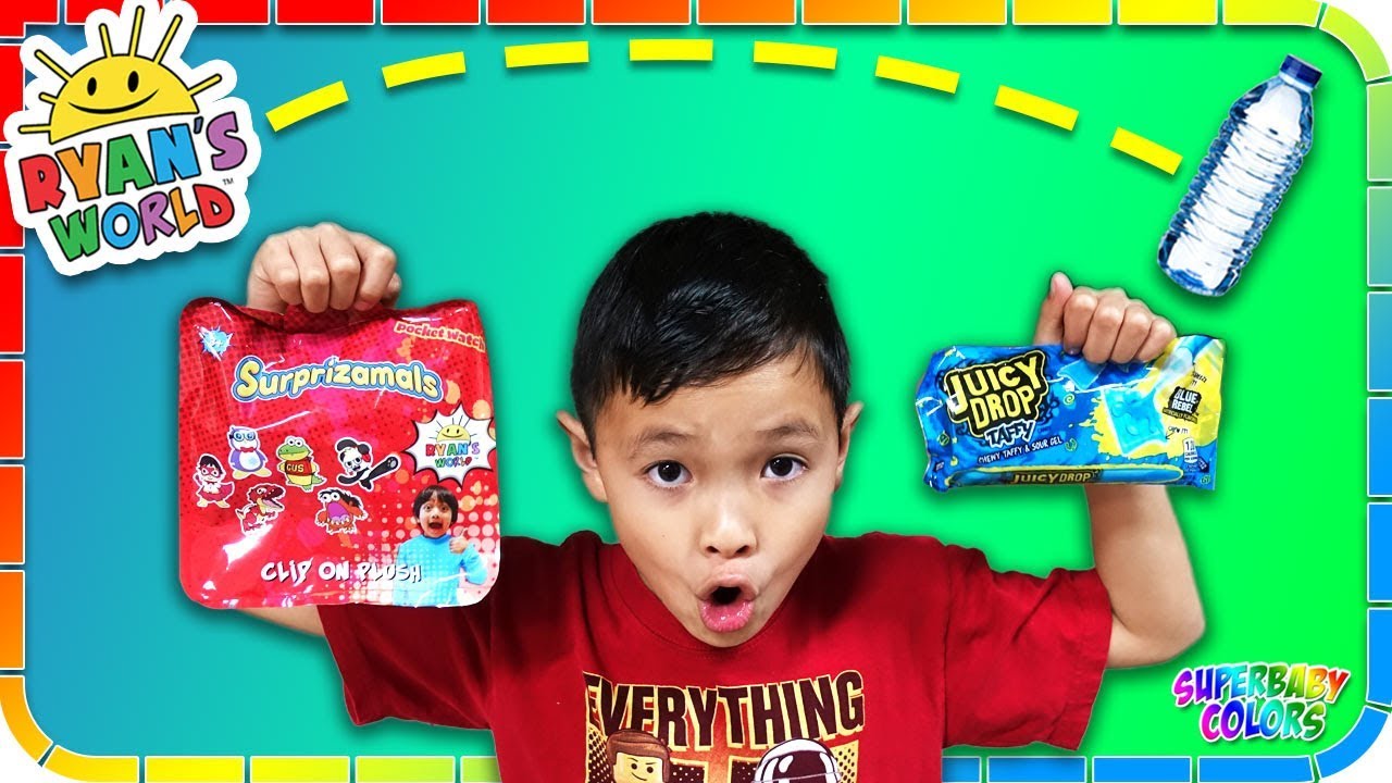BOTTLE FLIP For Ryan's World Toys and Juicy Drop Candy 😂😎🍭 - YouTube