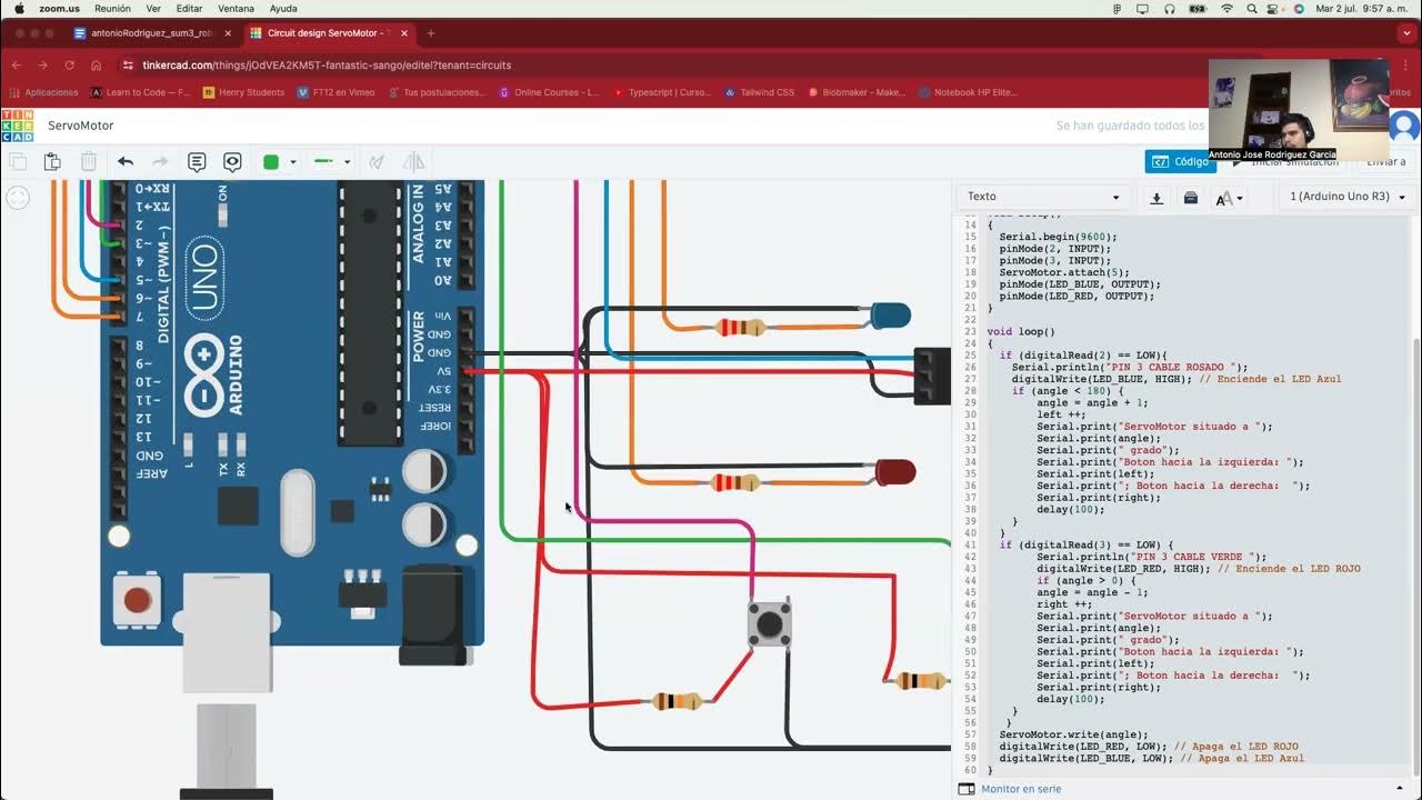 Arduino UNO - ThinkerCad: Simulación de funcionamiento de servo motor - YouTube