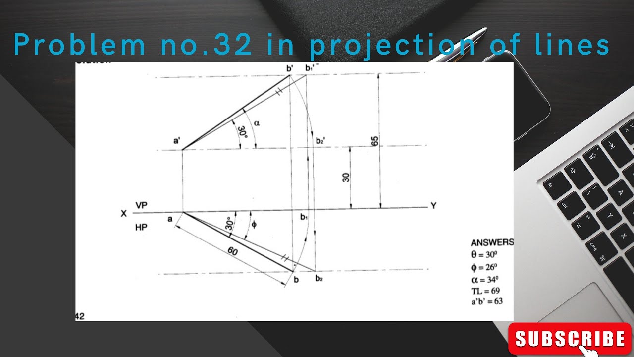 Problem no.32 in Projection of lines in sketch - YouTube
