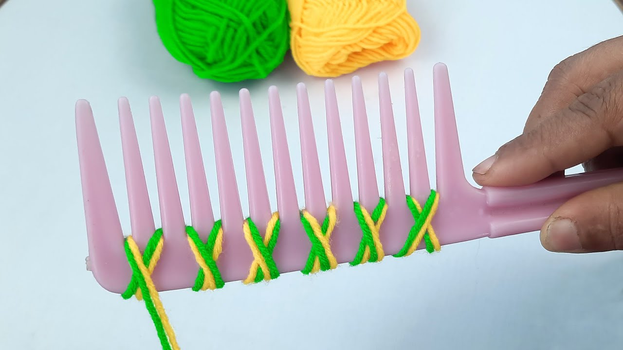 Amazing, Beautiful woolen yarn flower making idea with hair comb | Easy ...