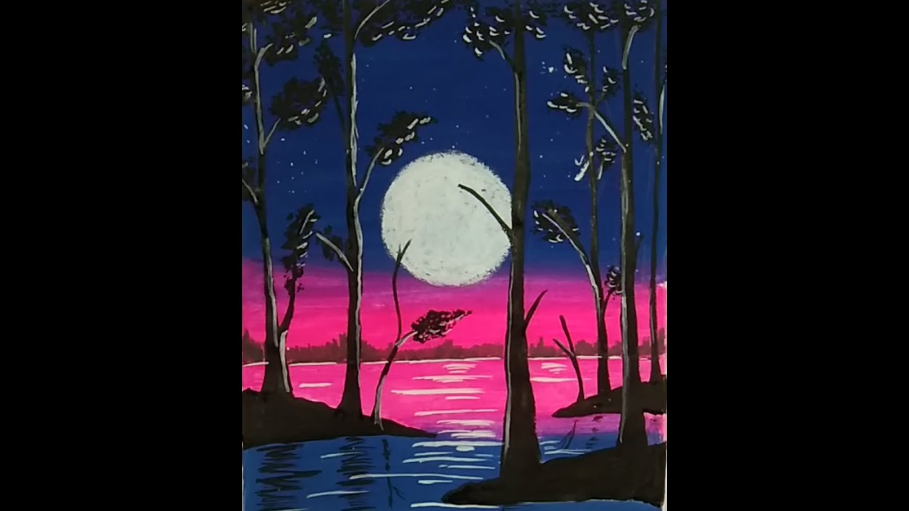 How to draw BEAUTIFUL NIGHT SCENERY | Easy scenery - YouTube