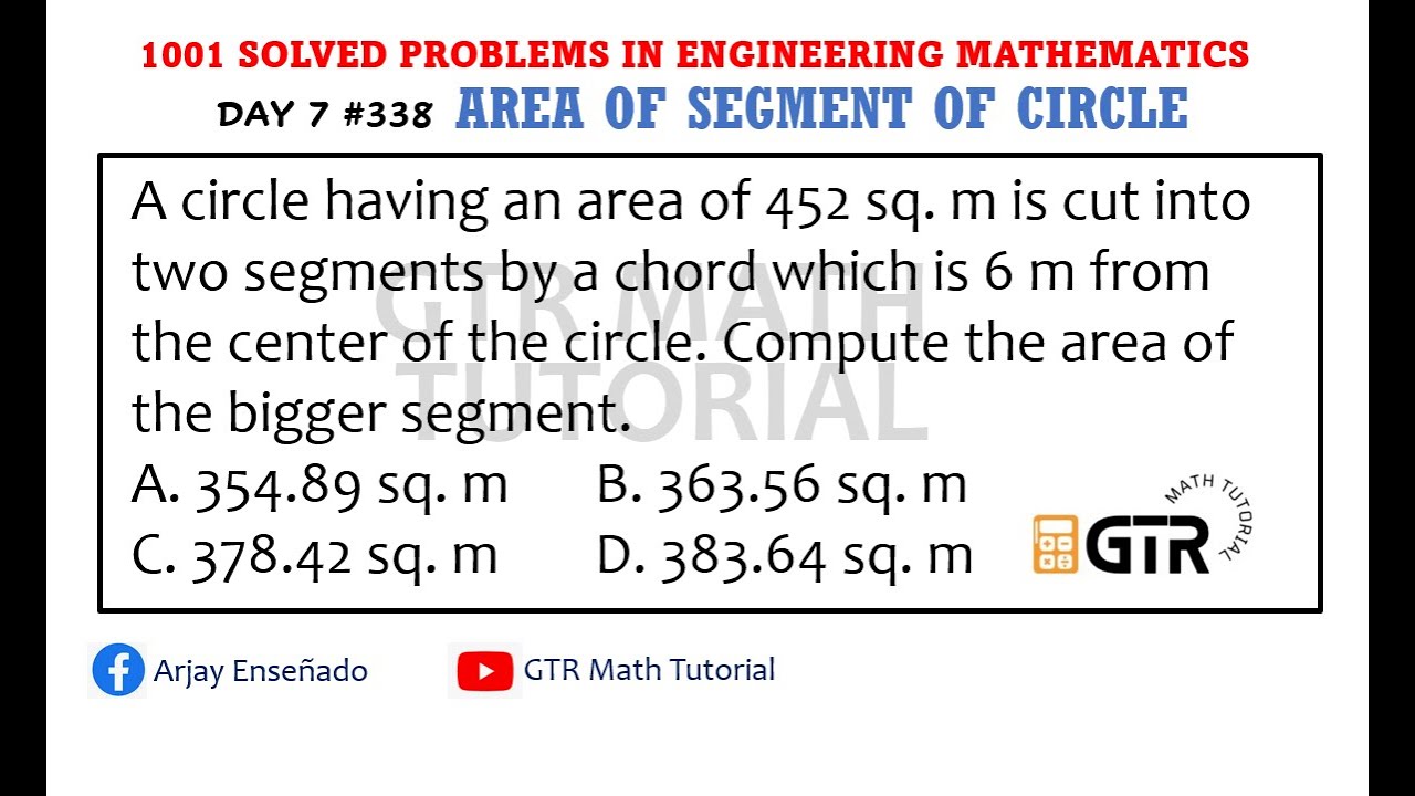 AREA OF SEGMENT OF CIRCLE | 1001 SOLVED PROBLEMS IN ENGINEERING ...