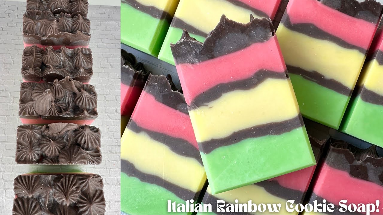 Making "Italian Rainbow Cookie" Cold Process Soap - YouTube