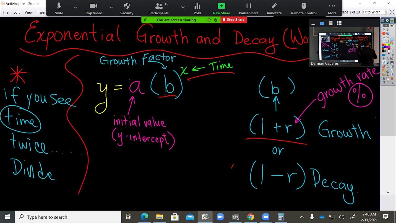 Exponential Growth and Decay Word Problem Lesson - YouTube