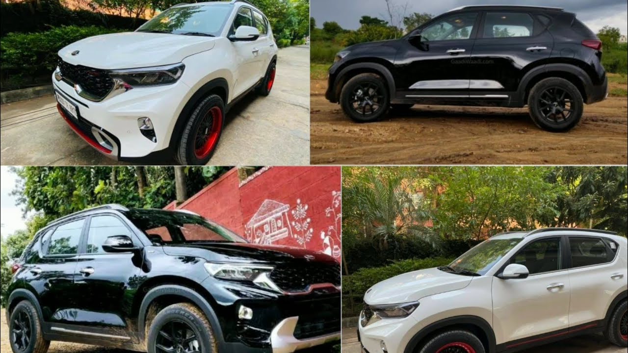 Kia Sonet 2020 Modified Images | White + Red Alloys, Tech VS GT - YouTube