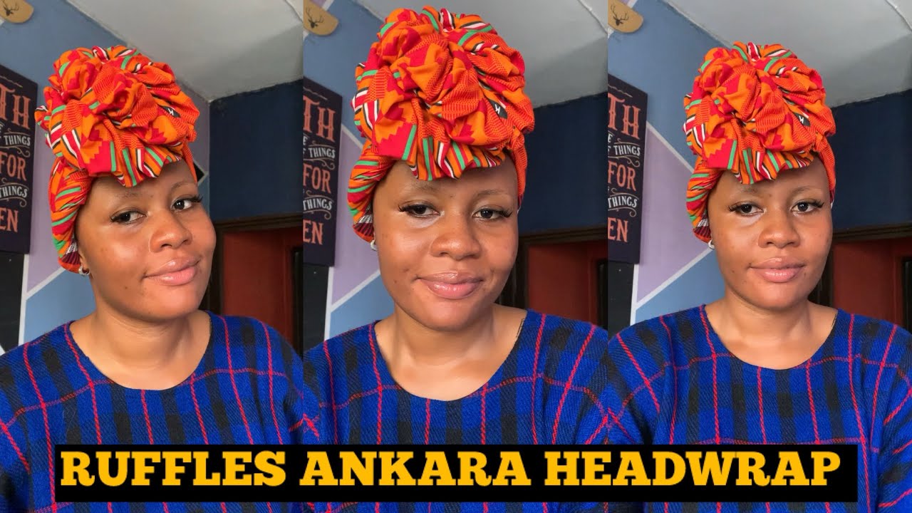 How to tie ruffles Headwrap with Ankara #ankara #diy #tutorial - YouTube