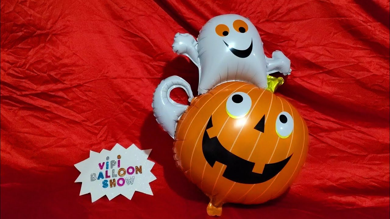 HALLOWEEN HAPPY GHOST PUMPKIN MYLAR BALLOON INFLATION!!! - YouTube