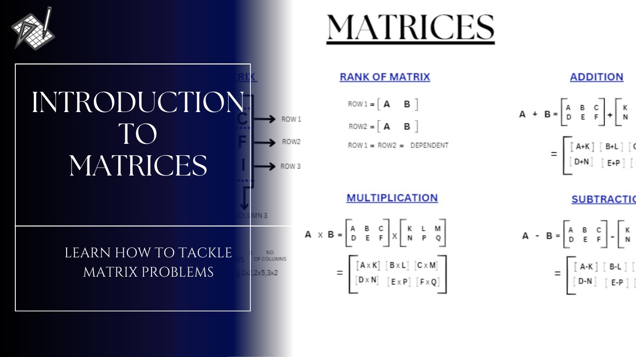 INTRODUCTION TO MATRICES: Addition, Subtraction, and Multiplication ...