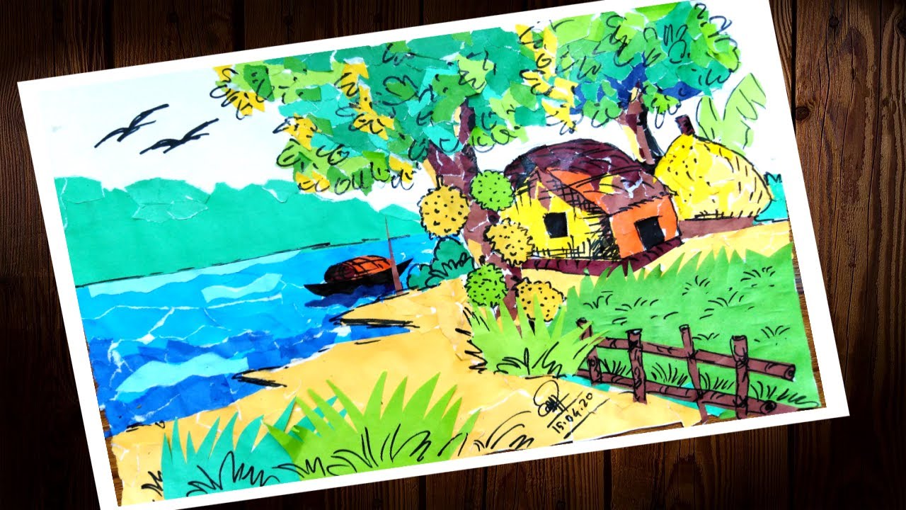 Paper collage II Scenery/landscape II By Colourless Nasir - YouTube