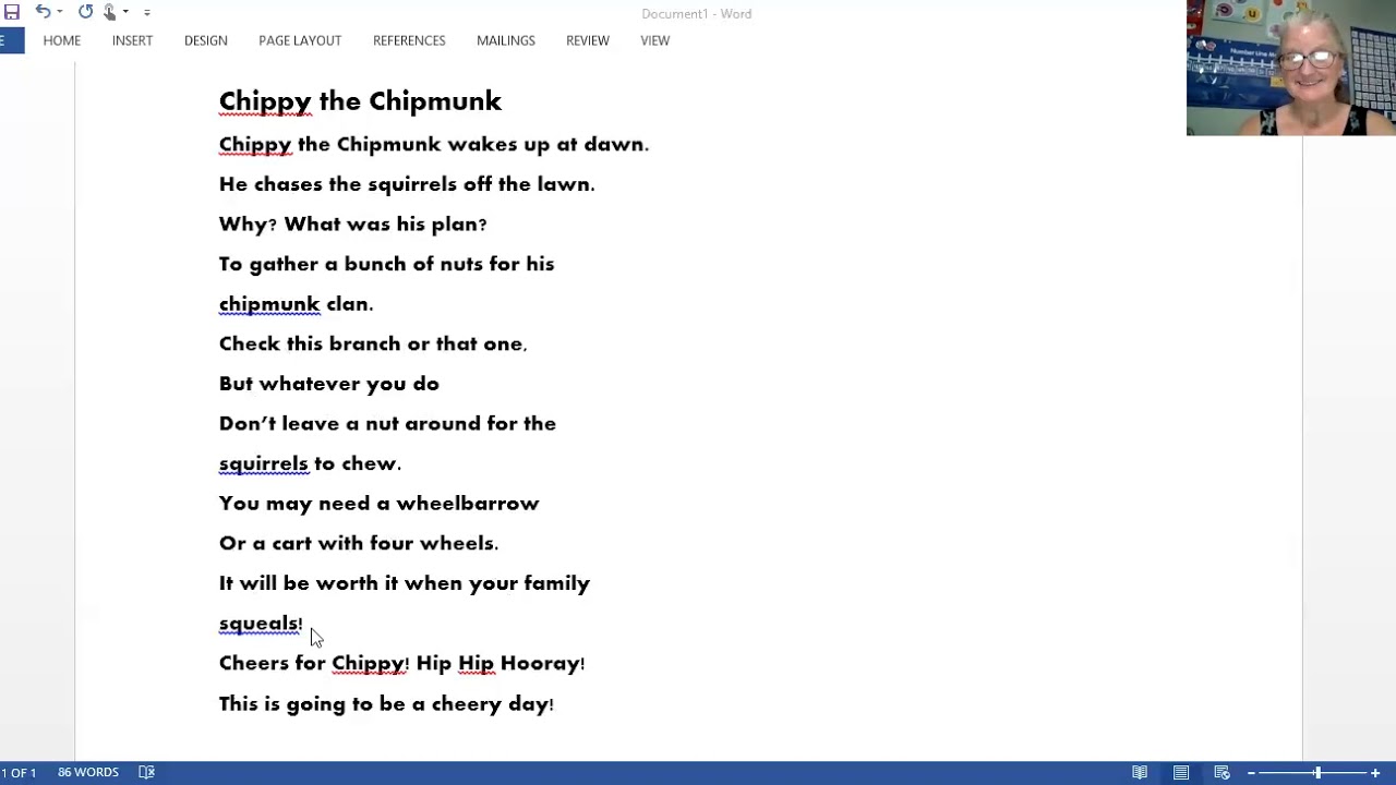 Chippy The Chipmunk, I read, we read, you read Sight Word Poem - YouTube