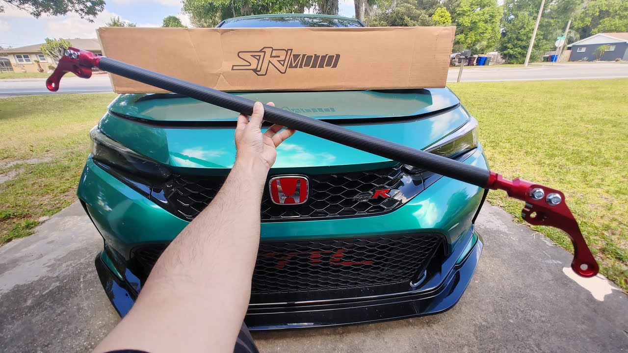 SiriMoto carbon fiber strut bar for the Honda civic Type R FL5 - YouTube