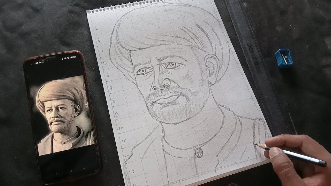 How to draw Mahatma Jyotiba Phule| Easy outline tutorial step by step ...