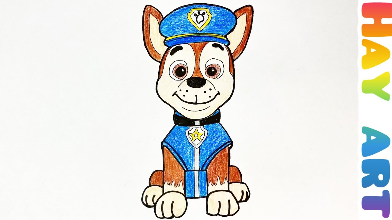 How To Draw Chase Paw Patrol 🎨🎨🐕🐕🎨🎨 - YouTube