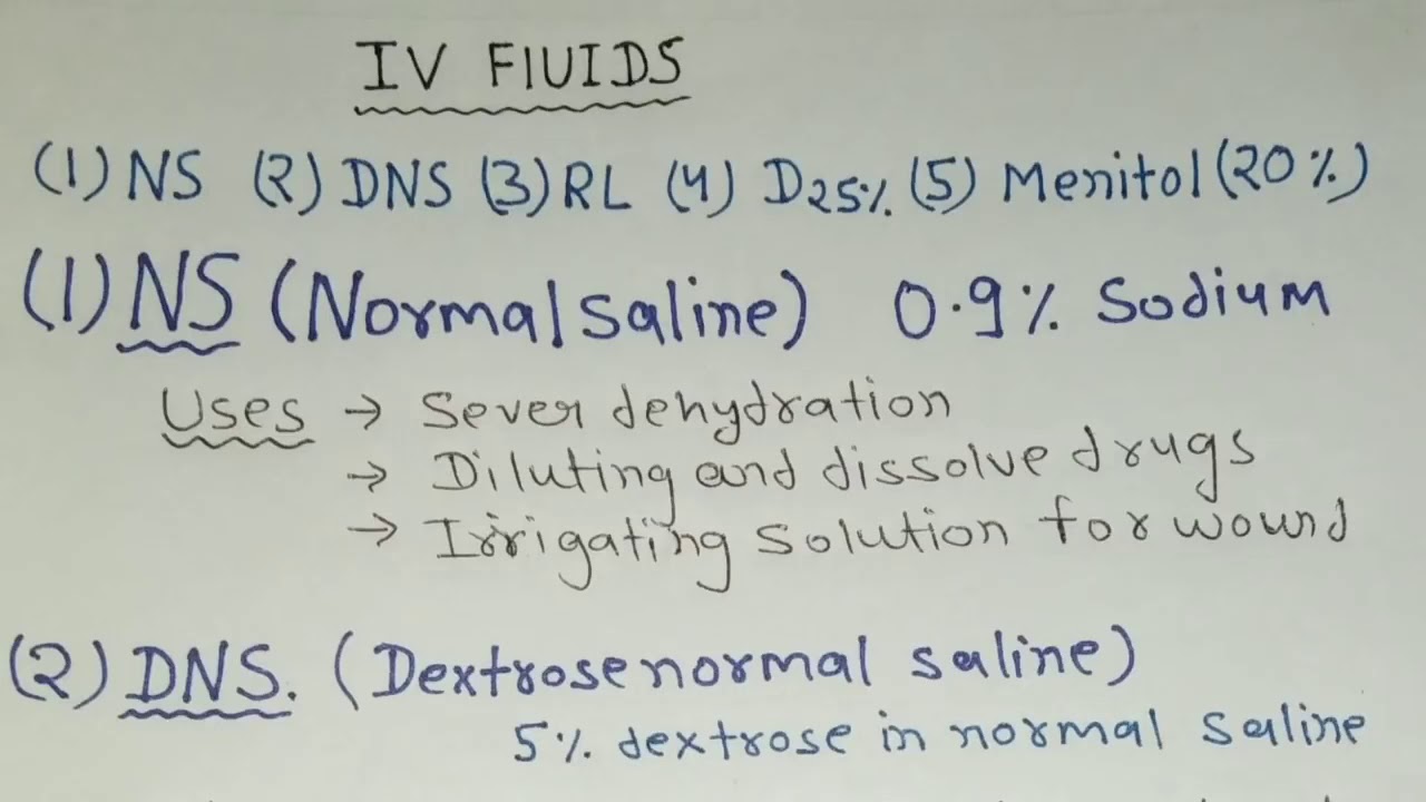 Types Of IV Fluid NS RL DNS D5 YouTube