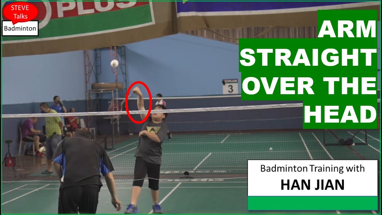 Arm straight over the head when hitting overhead shots - Badminton ...