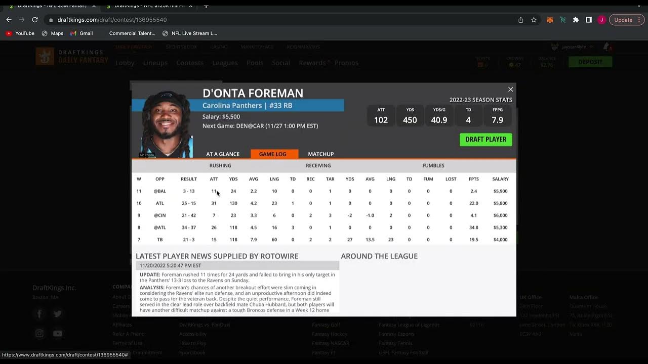 Draftkings Nfl Week 12 Best Value Picks Youtube