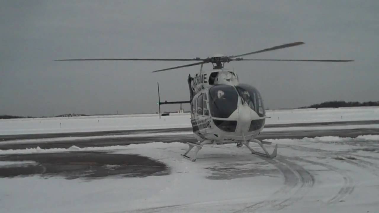 STAT MedEvac N766ME Snow Start Up/Take Off AGC - YouTube