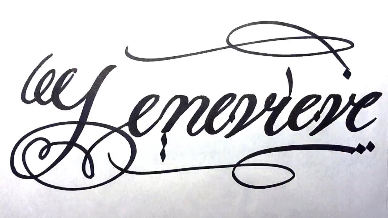 Genevieve Name Signature Calligraphy Status | #moderncalligraphy # ...