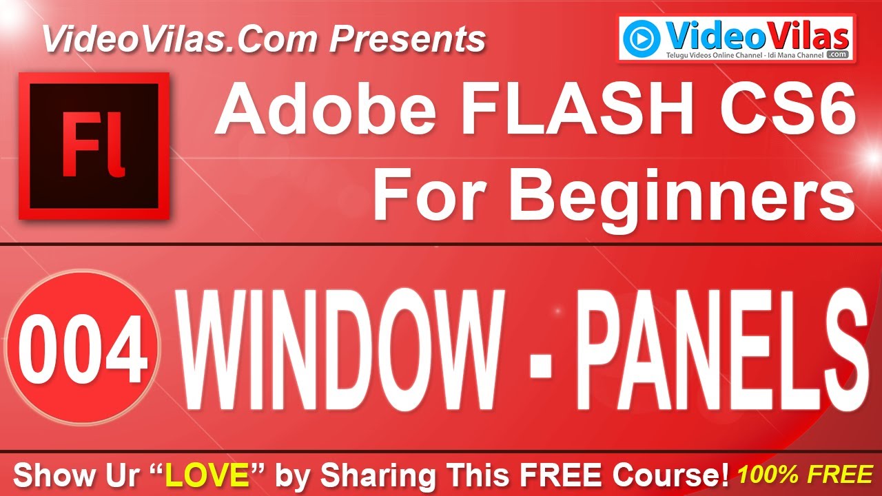 #04 Adobe Flash CS6 Tutorial (Telugu) - All Panels in Window Menu | Flash CS6 in Telugu - YouTube