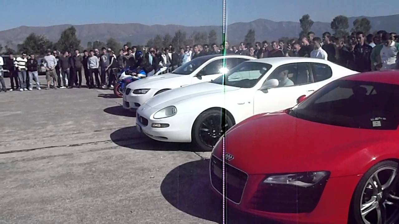 DRAG RACE Audi R8 vs M3 E92 vs Maserati - YouTube