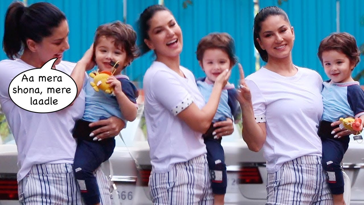 Sunny Leone's SUPER CUTE moment with Her Son while dropping him to ...