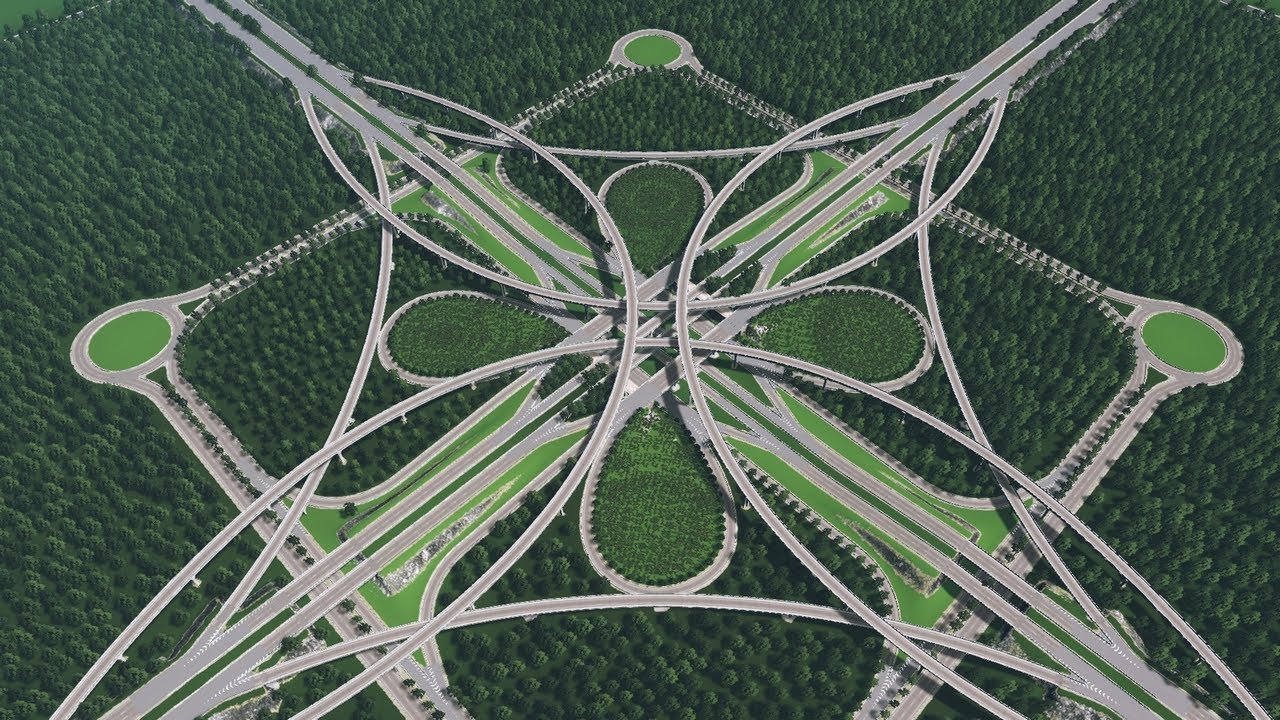Cities: Skylines - Full CLOVERSTACK Interchange - YouTube