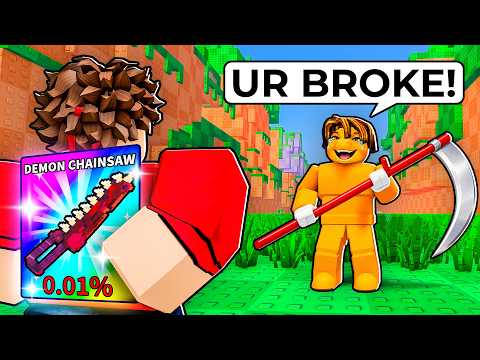 I Pretended to be a NOOB then used 0.1% DEMON CHAINSAW +1 Cut Grass Adventure!