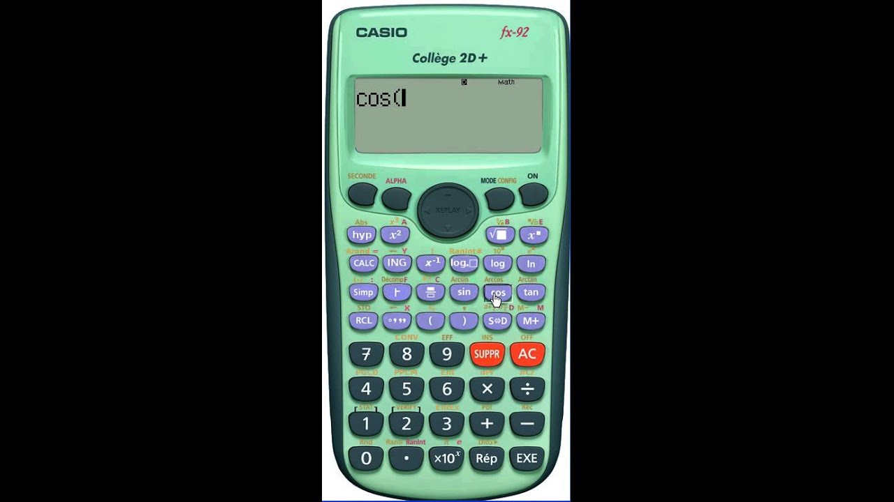Calcul du cosinus d'un angle de 18° Casio fx92-Collège - YouTube